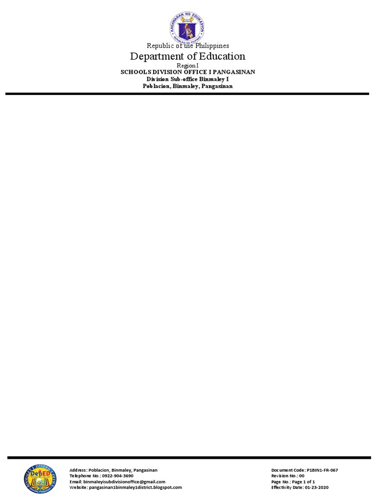 Binmaley 1 District Template | PDF