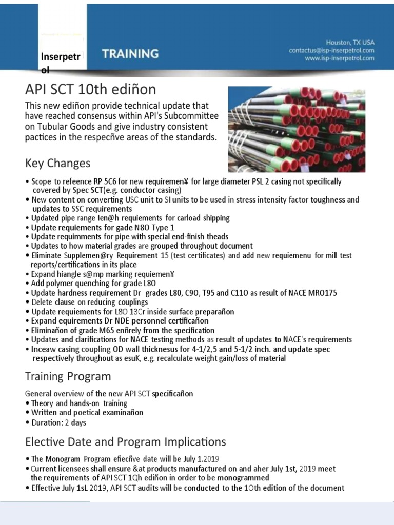 Training Api 5ct Api 5l Api 5b | PDF