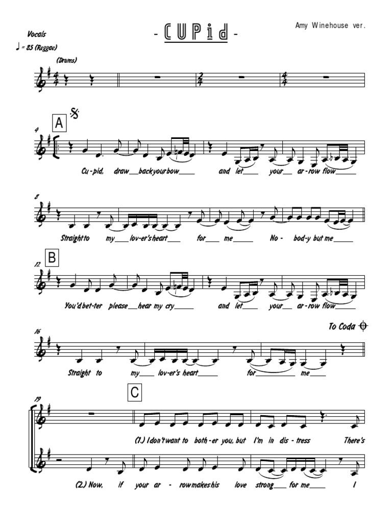 Cupid (Winehouse) (4 Horn) Bari | PDF | Modernism (Music) | Musical Forms