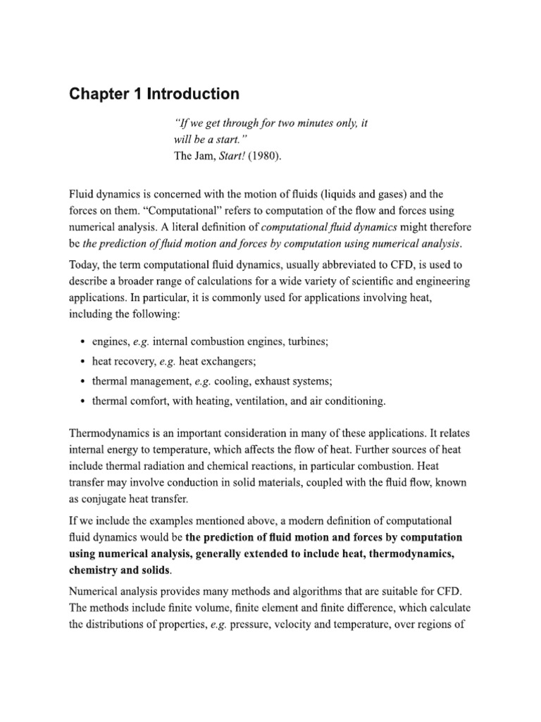 Notes On CFD - General Principles - Chapter 1 Introduction | PDF Notes On CFD - General Principles - Chapter 1 Introduction | PDF
