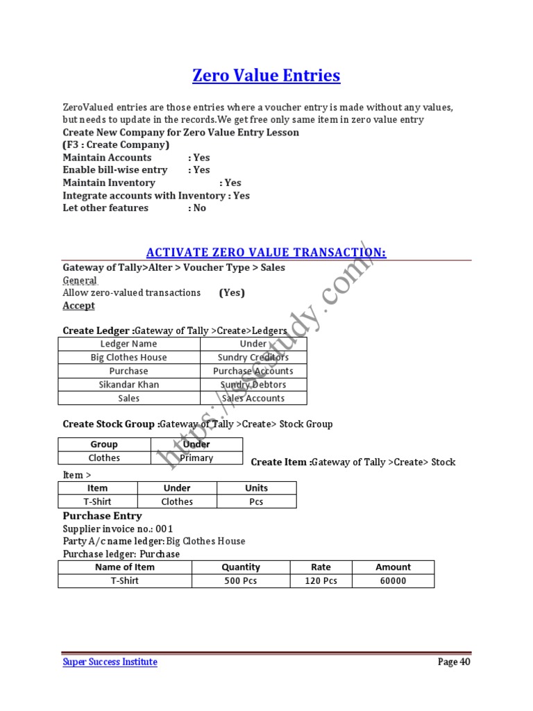 Tally Questions Zero Value, Billed and Actual Quantity PDF | PDF ...