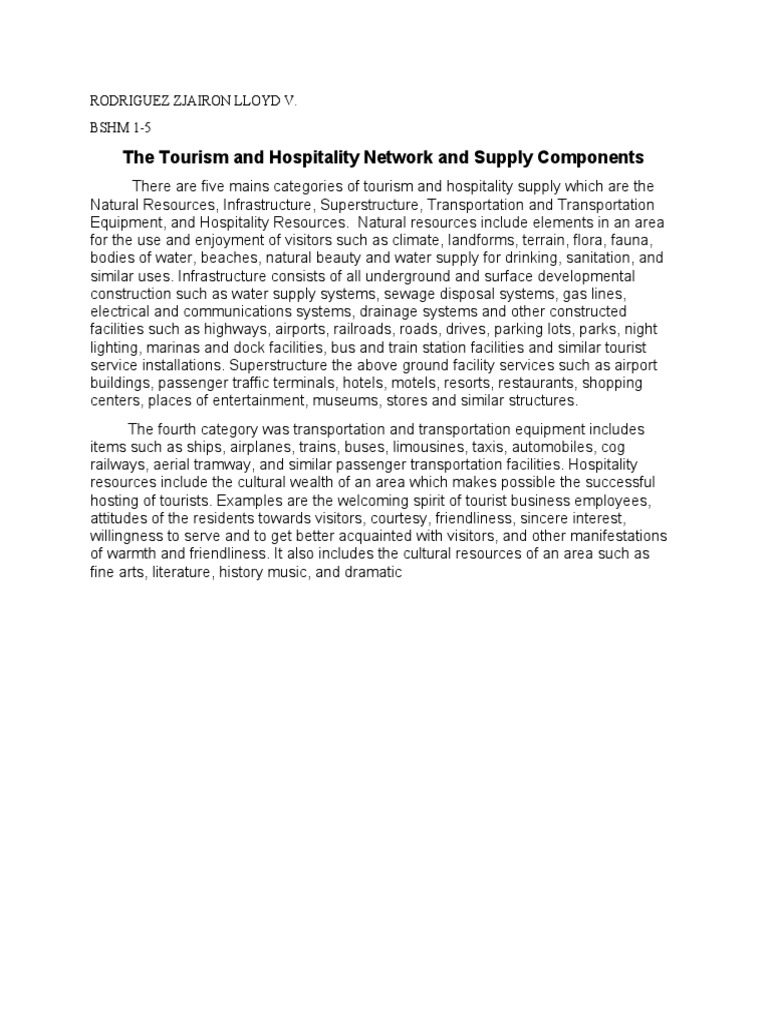 Key Components of Tourism Supply | PDF