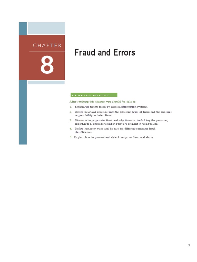 Materi Sia CH 8 Fraud and Error | PDF | Audit | Fraud