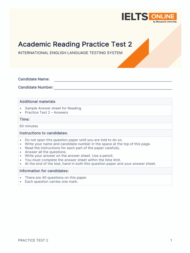 Macquarie University IOL - IELTS Academic Reading - Practice Test 2 ...