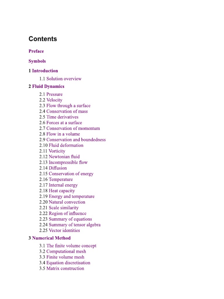 Notes On CFD - General Principles - Contents | PDF