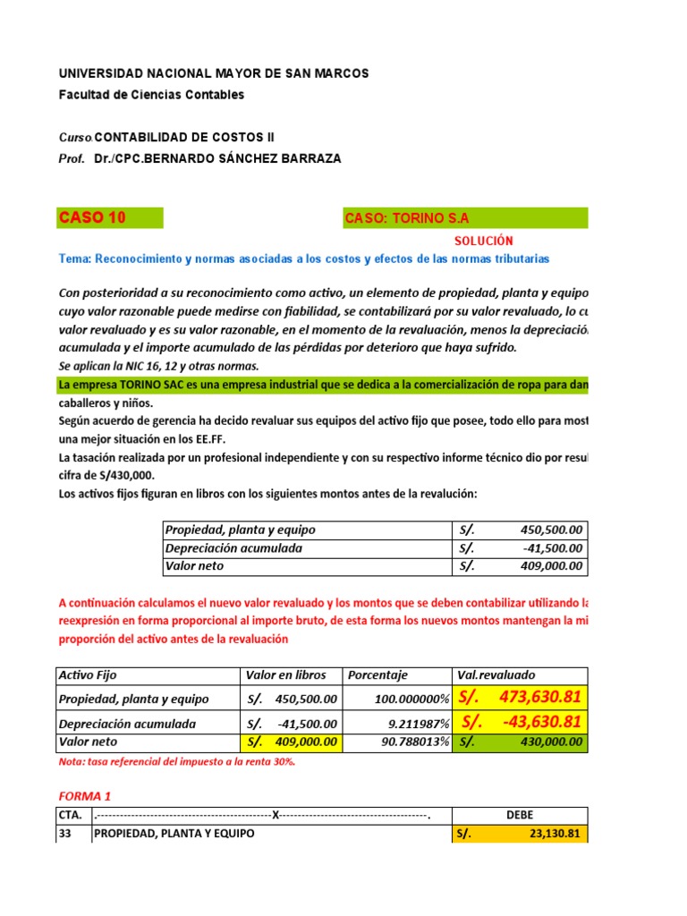 Soluc C10 Torino Niifs Conta Costos Ii | PDF | Contabilidad | Depreciación
