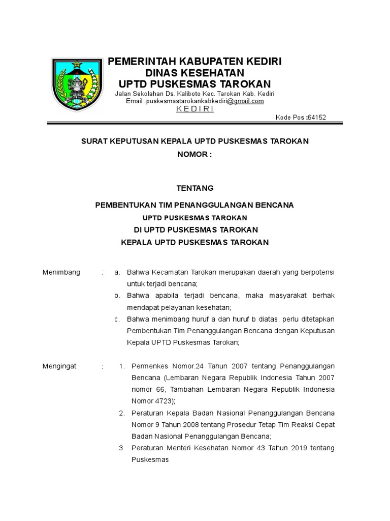 SK Tim Penanggulangan Bencana | PDF SK Tim Penanggulangan Bencana | PDF