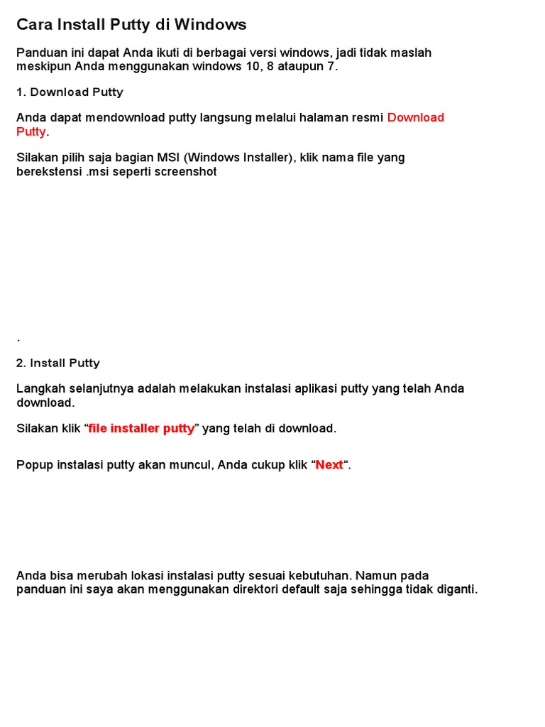 Cara Install Putty Di Windows | PDF