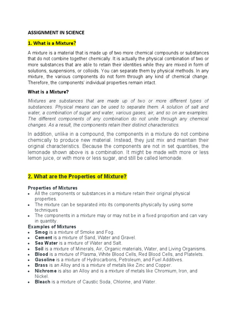 Assignment in Science | PDF