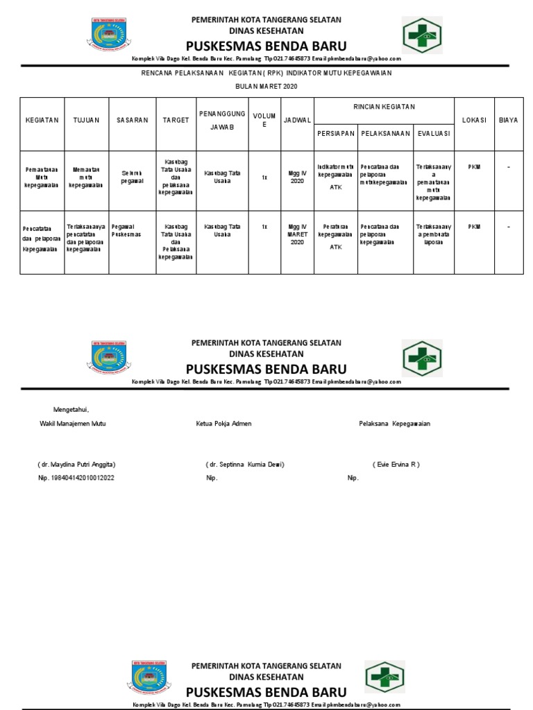 RPK Kepegawaian Maret 2020 | PDF