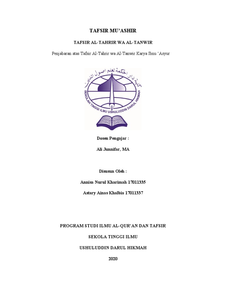 At-Tahrir Wa At-Tanwir Kelompok 1, Semester 6 Akhwat, Reguler A | PDF