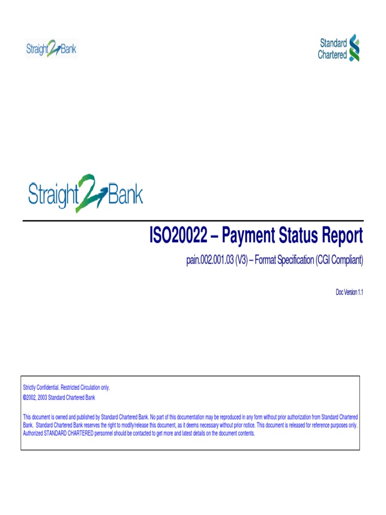 ISO20022 (CGI) Pain.002.001.03 | PDF | Payments | Cheque