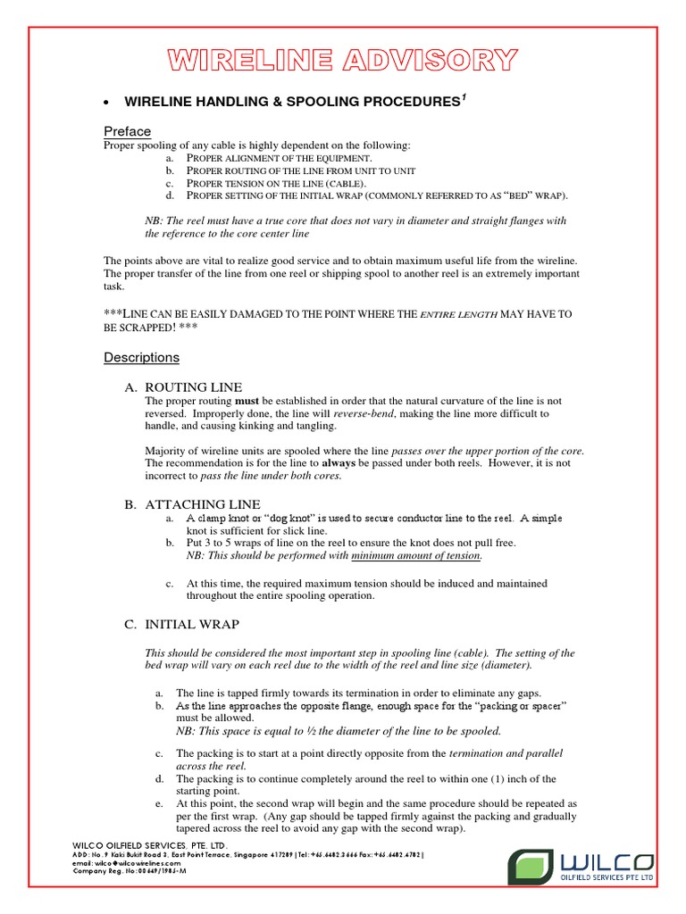 Wireline Advisory Wilco | PDF | Corrosion | Wire