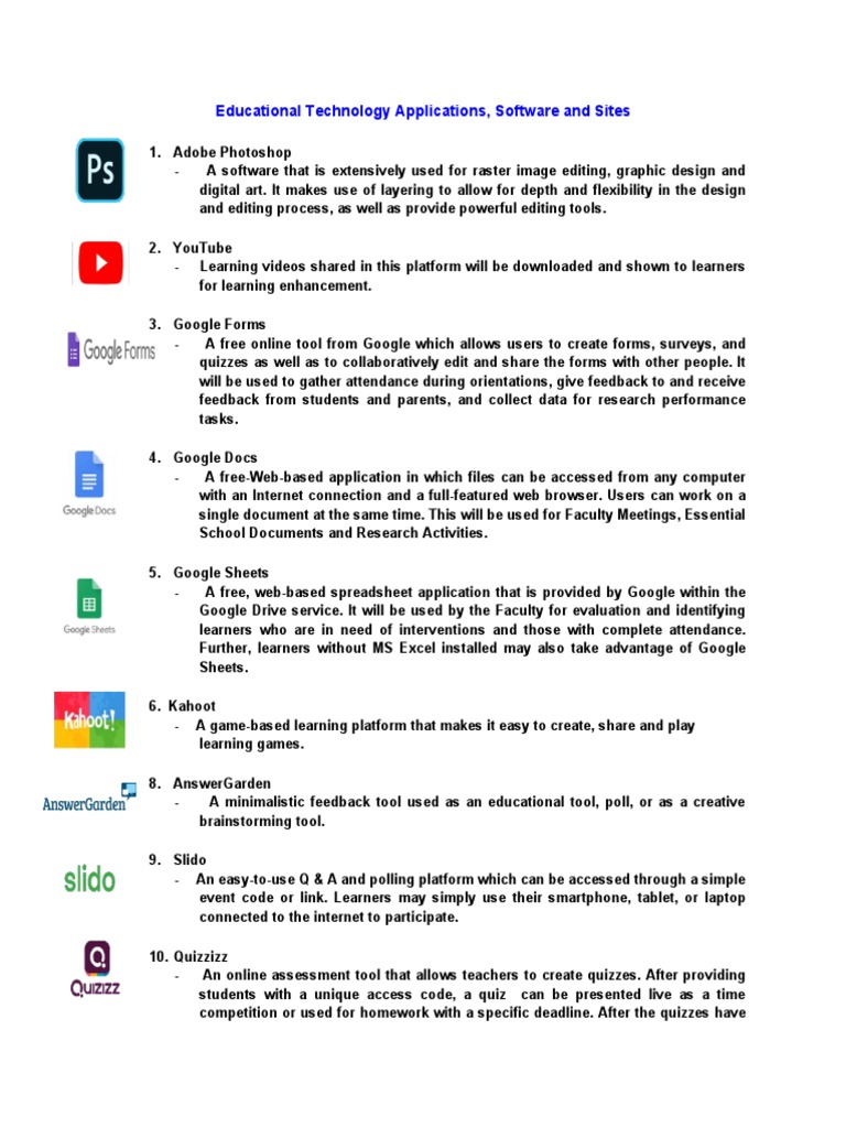 Technology Applications, Software and Sites | Download Free PDF ...