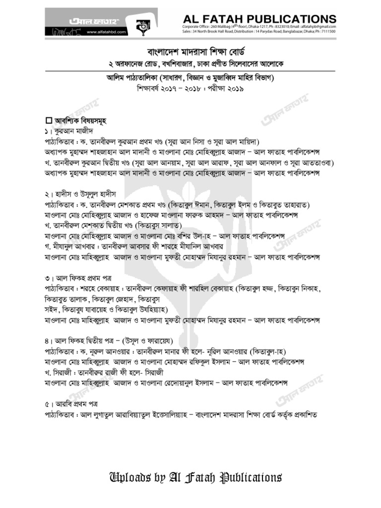 Al Fatah Alim Book List | PDF