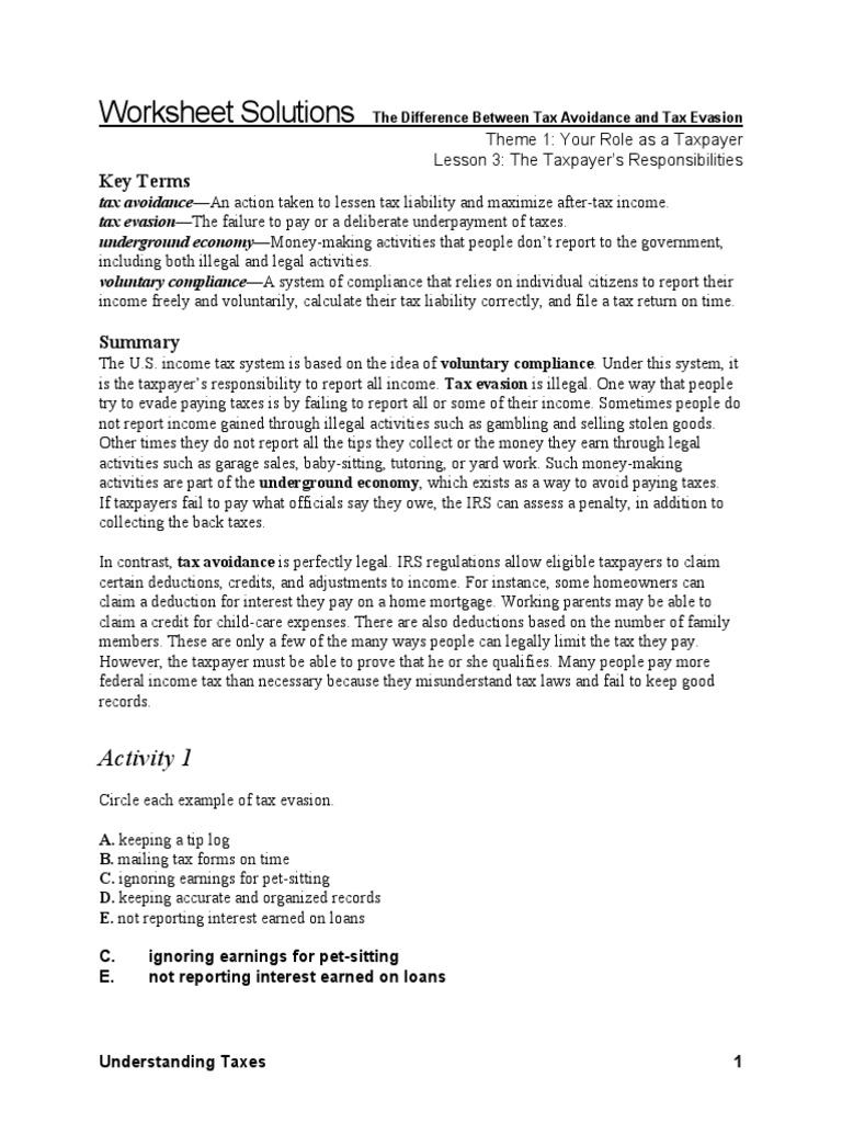 Ws Ans Thm01 Les03 | PDF | Taxes | Tax Noncompliance