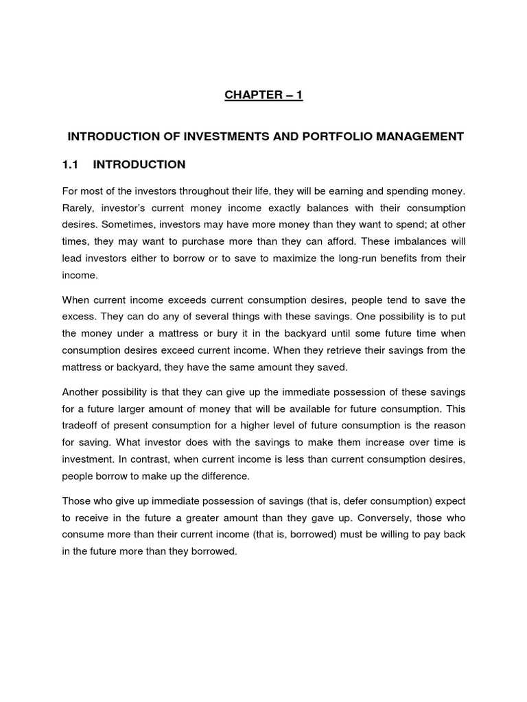 Silo - Tips Chapter 1 Introduction of Investments and Portfolio ...