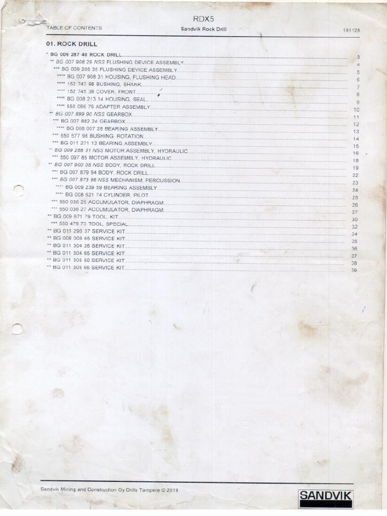 RDX5 Sandvik Rock Drill | PDF
