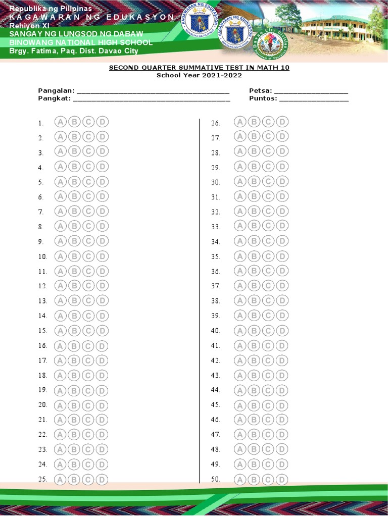 ZipGrade Buble Type Answer Sheet | PDF