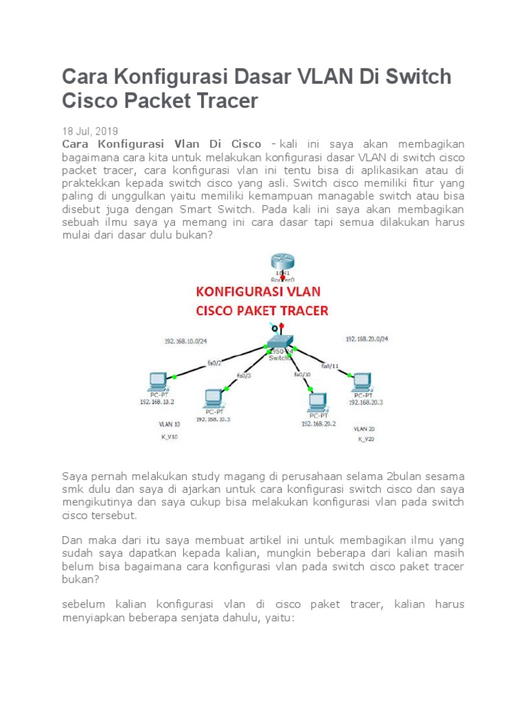 Cara Konfigurasi Dasar Vlan Di Switch Cisco Packet Tracer Pdf