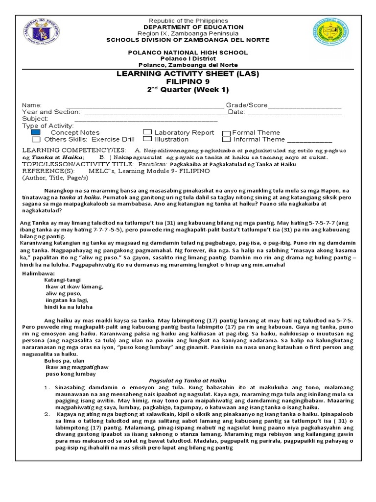 Las Fil. 9 2nd Quarter Week 1 | PDF Las Fil. 9 2nd Quarter Week 1 | PDF