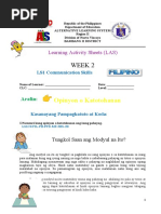 LAS - LS1 - Magkasingkahulugan at Magkasalungat | PDF