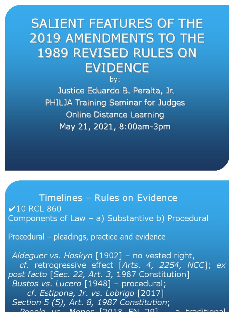 Salient Features - ROC | PDF | Hearsay | Evidence