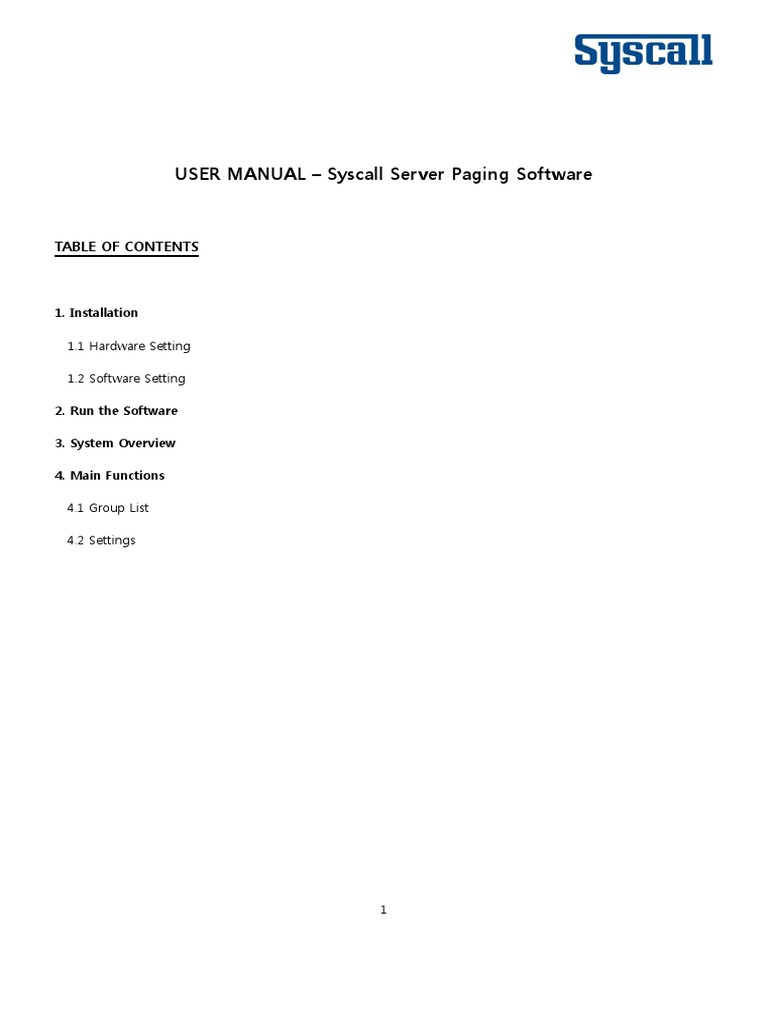 USER MANUAL - Syscall Server Paging Software - 20190422 | PDF | Double ...