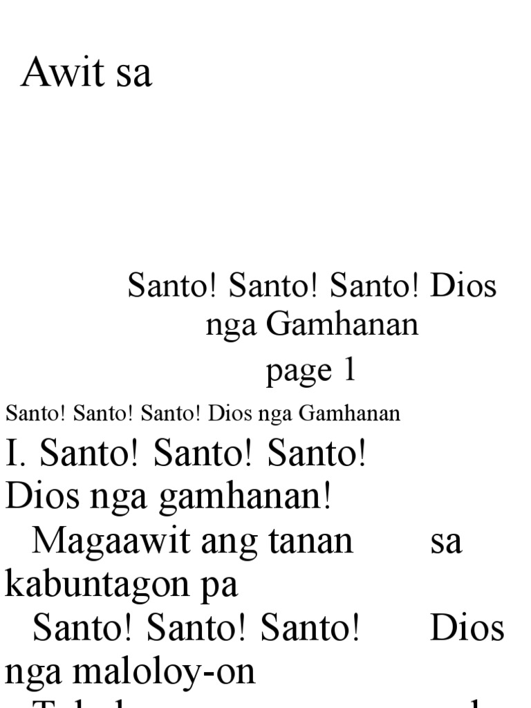 001 Santo Santo Santo Dios Nga Gamhanan | PDF