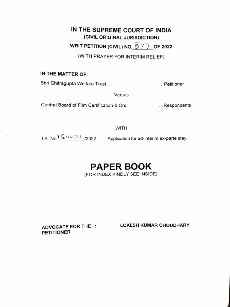 Paper Book: Writ Petition (Civil) No, 877 - of 2022 | Download Free PDF ...