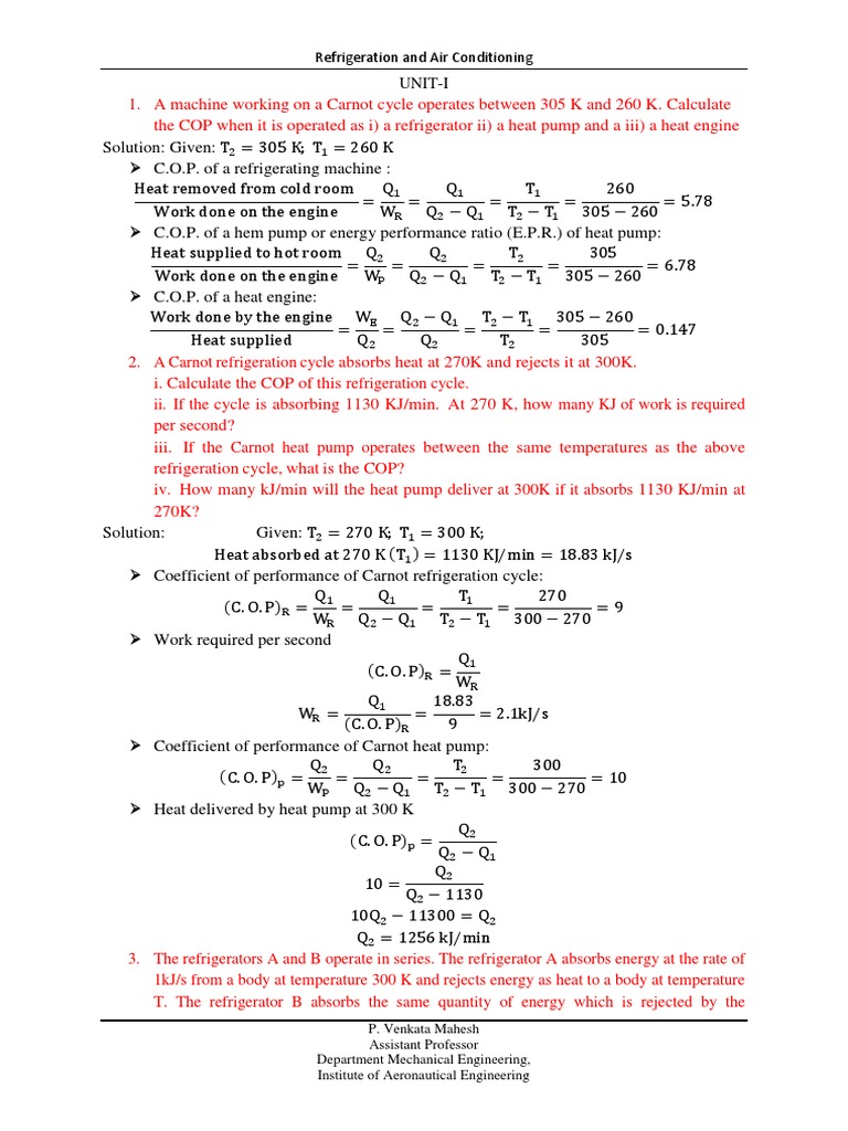 Rac Problems Pdf Refrigeration Continuum Mechanics
