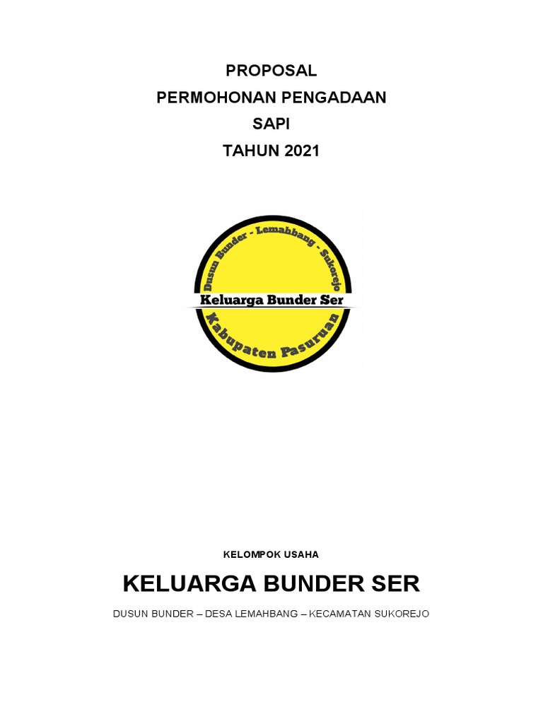 Proposal Pengadaan Sapi 2021 | PDF