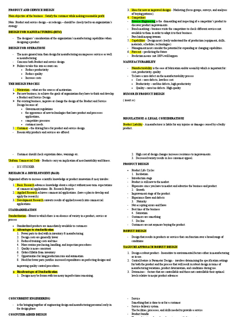 Product and Service Design | PDF | Forecasting | Dependent And Independent Variables