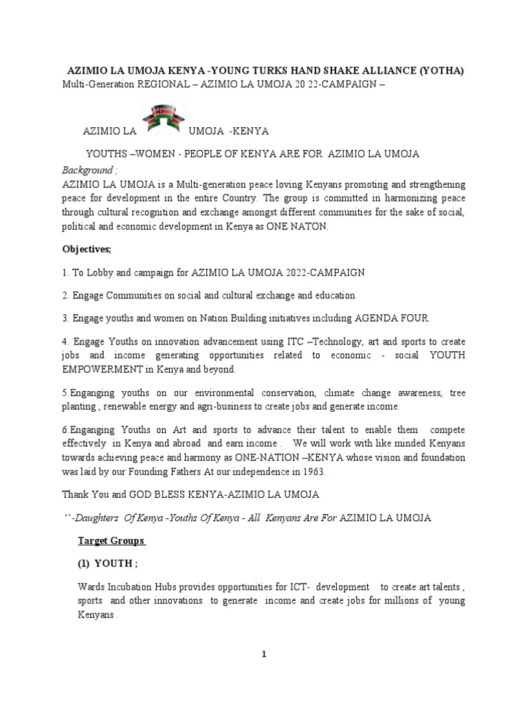Azimio La Umoja Concept | PDF | Kenya | Small And Medium Sized Enterprises