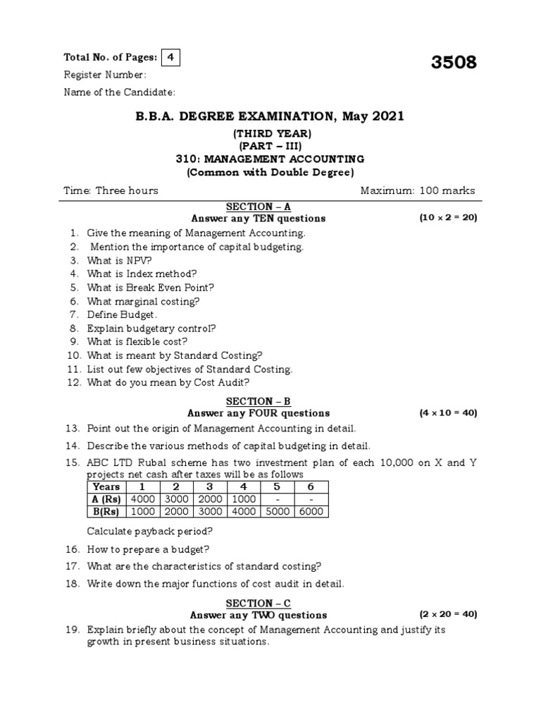310 Management Accounting May 2021 Download Free Pdf Capital
