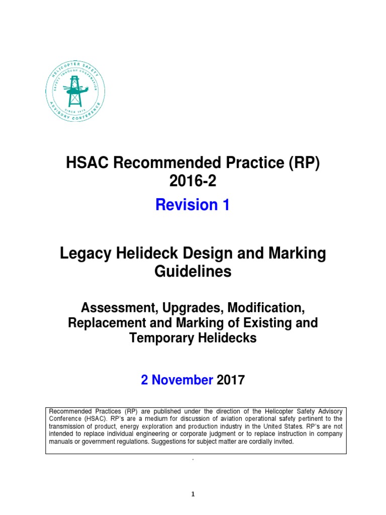HSAC RP2016-2 Legacy Helidecks Revision 1 | PDF | Deep Foundation | Takeoff