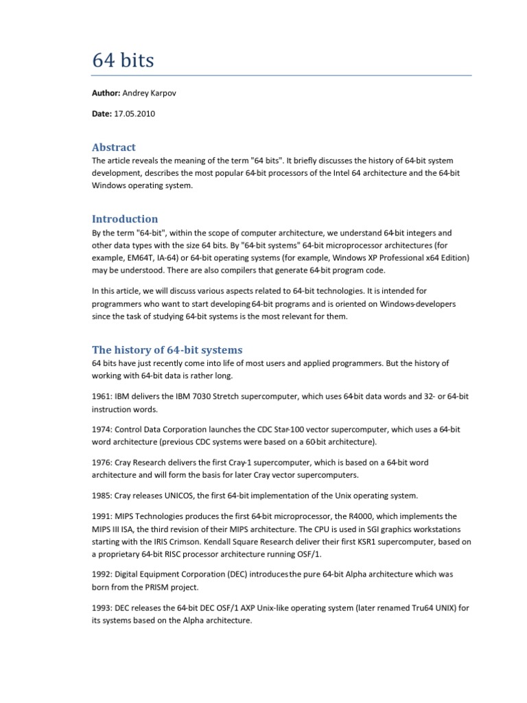 64 Bits | PDF | 64 Bit Computing | Microprocessor