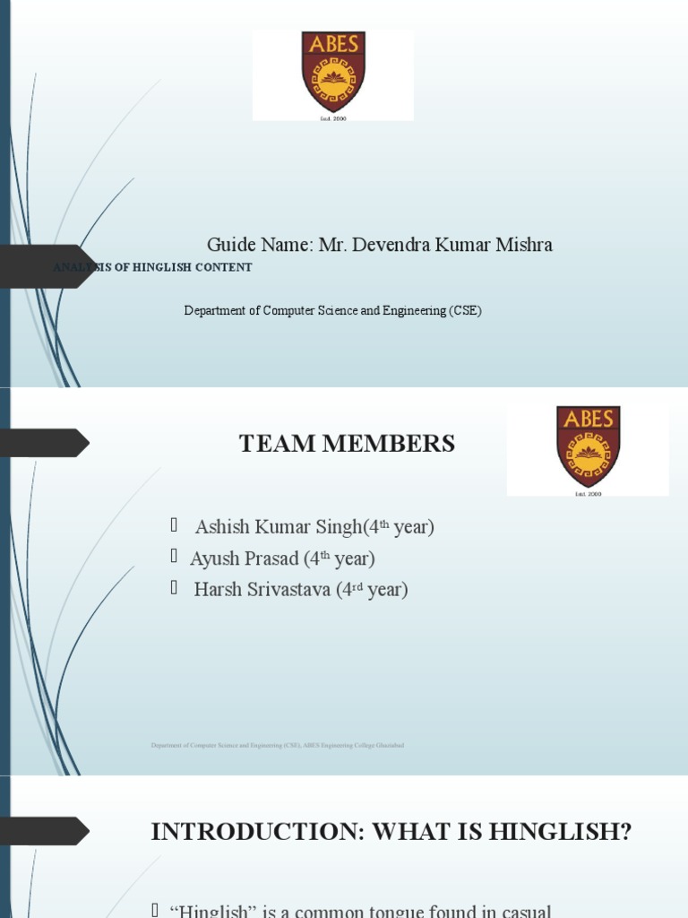 Analysis of Hinglish Content Major Project | PDF | Language Arts ...