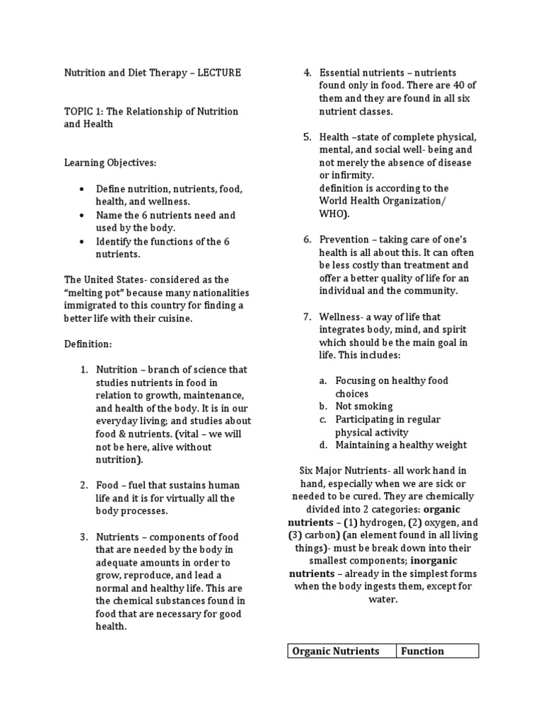Essential Nutrients and Health Overview | PDF | Nutrition | Diet ...