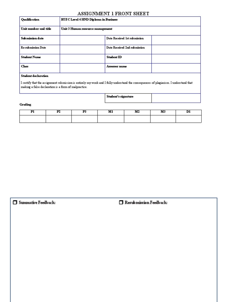 5035.assignment 1 Frontsheet (2022) | PDF | Recruitment | Human Resource Management