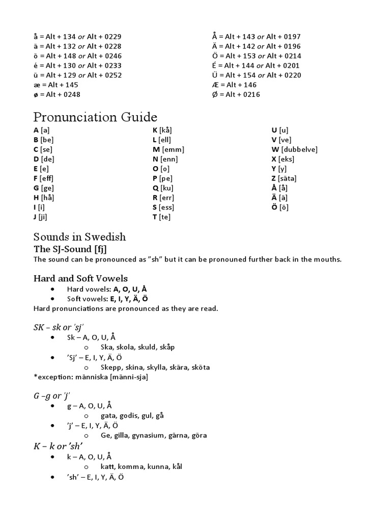 A5 Swedish Notes | Download Free PDF | Stress (Linguistics) | Vowel