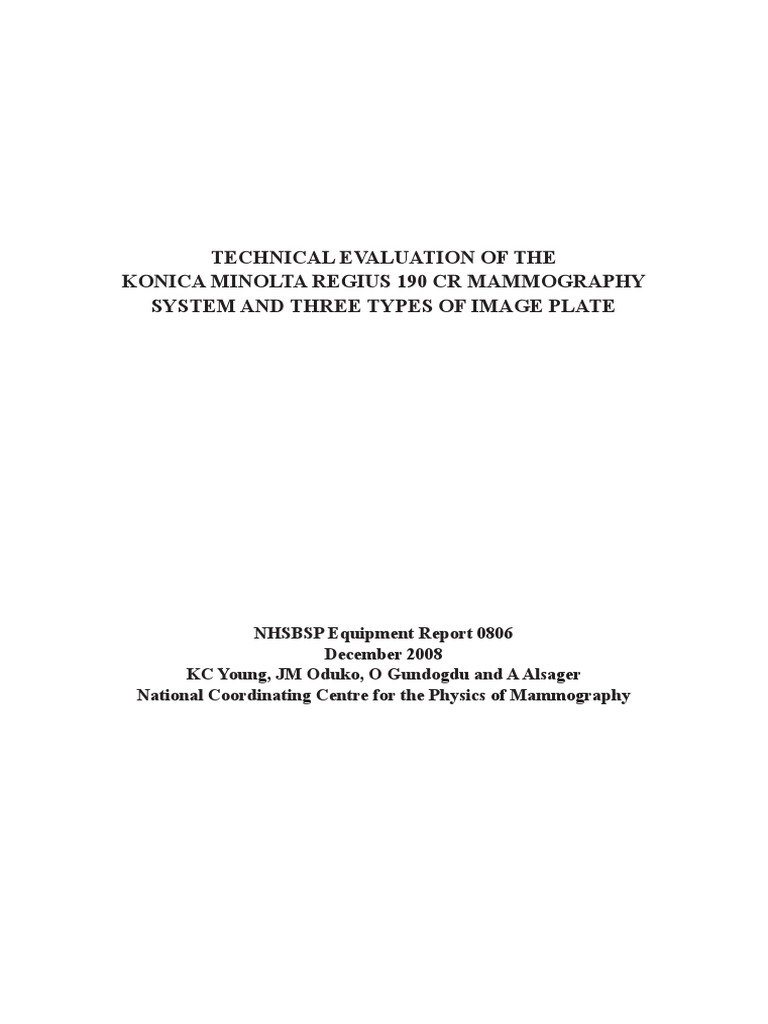 MINOLTA NHSBSP Equipment Report 0806 | PDF
