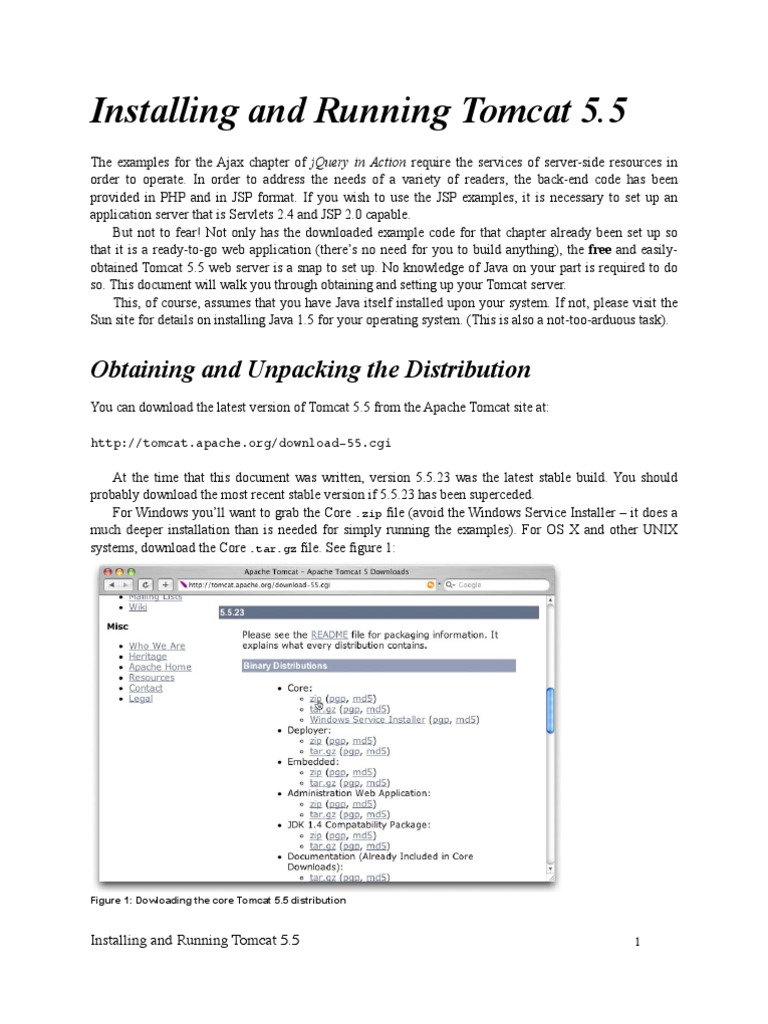 Installing and Running Tomcat 5.5: Obtaining and Unpacking The ...