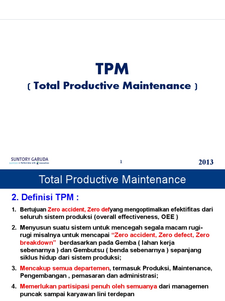 Pemahaman Total Productive Maintenance | PDF