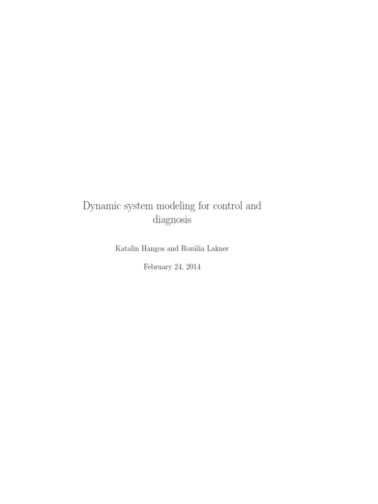 Dynamic System Modelling For Control And Diagnosis Pdf Mathematical Model System