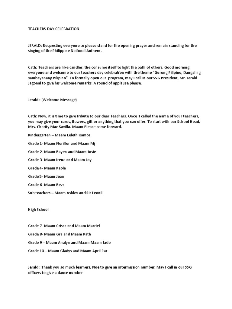 Teachers Day Celebration Program | PDF