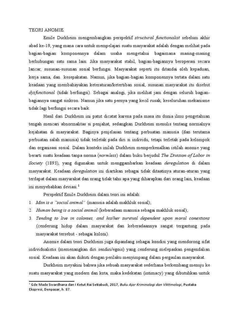 Teori Anomie | PDF