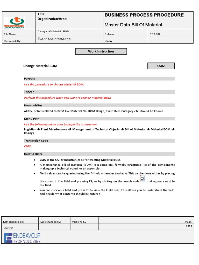 CS02 - Change Material BOM | PDF | Icon (Computing) | Software Development