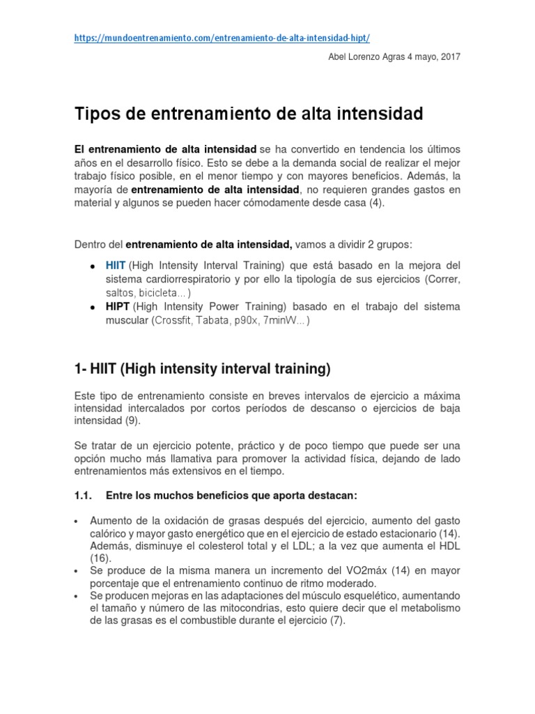 2 - Tipos de Entrenamientos HIT Unidad 5 | PDF | Ejercicio aerobico ...