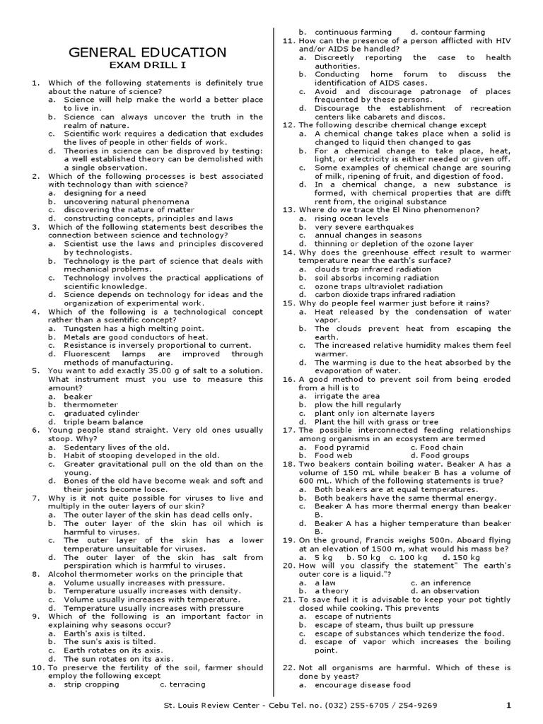 Gen Ed Exam Drıll I Qa | PDF | Water | Atmosphere Of Earth